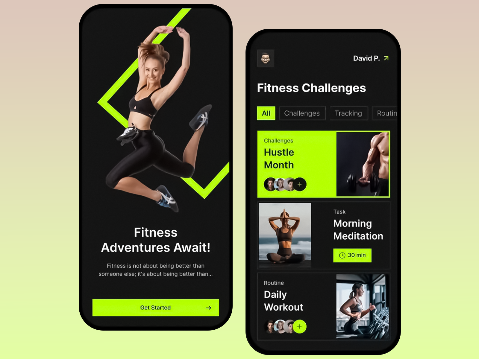 FitQuest fitness app interface by Joeseph Lima on Dribbble