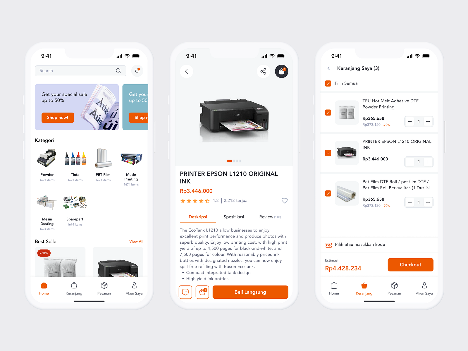 Mobile E-Commerce App UI - Printing Supplies by Annas Aisya on Dribbble