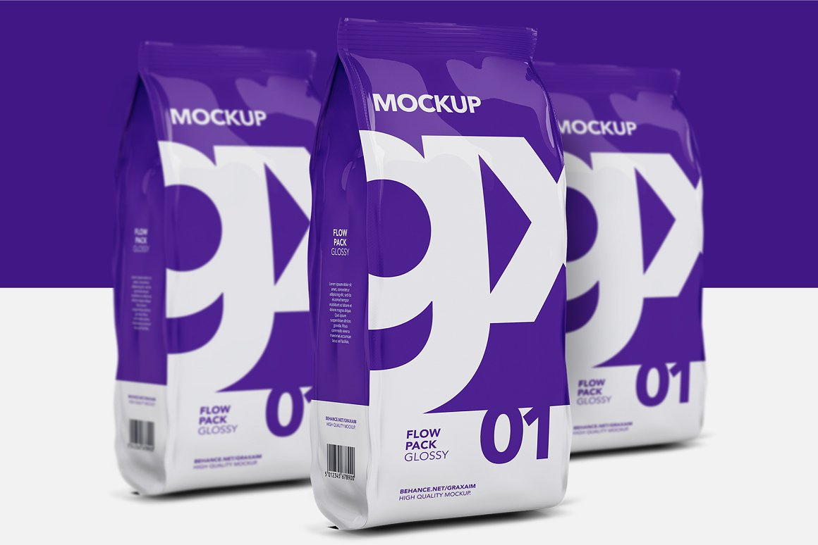 Flow Pack Mockup Glossy by Mockup Template PSD on Dribbble