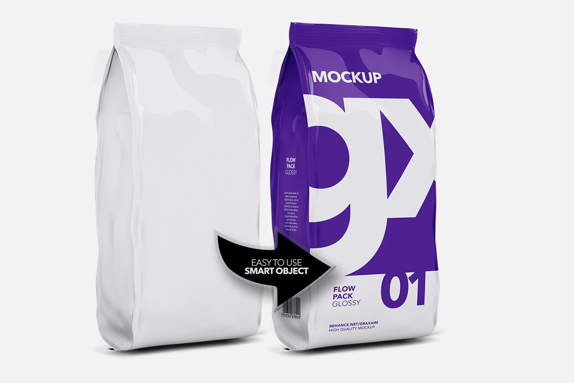 Flow Pack Mockup Glossy by Mockup Template PSD on Dribbble
