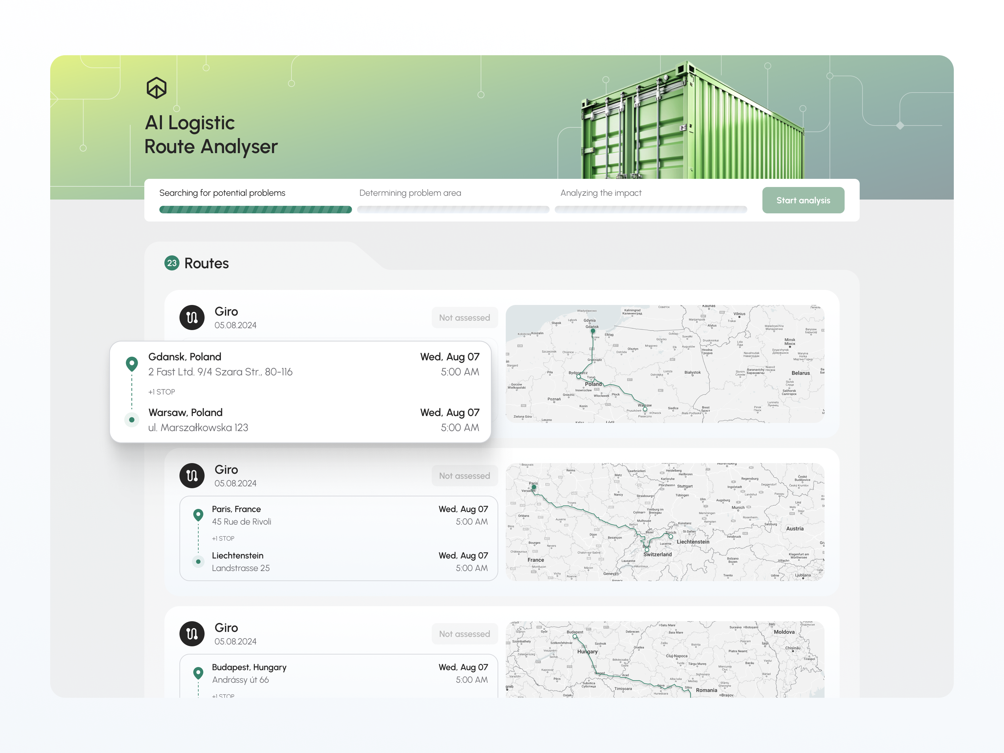 AI Logistics Route Analyzer by ElifTech on Dribbble