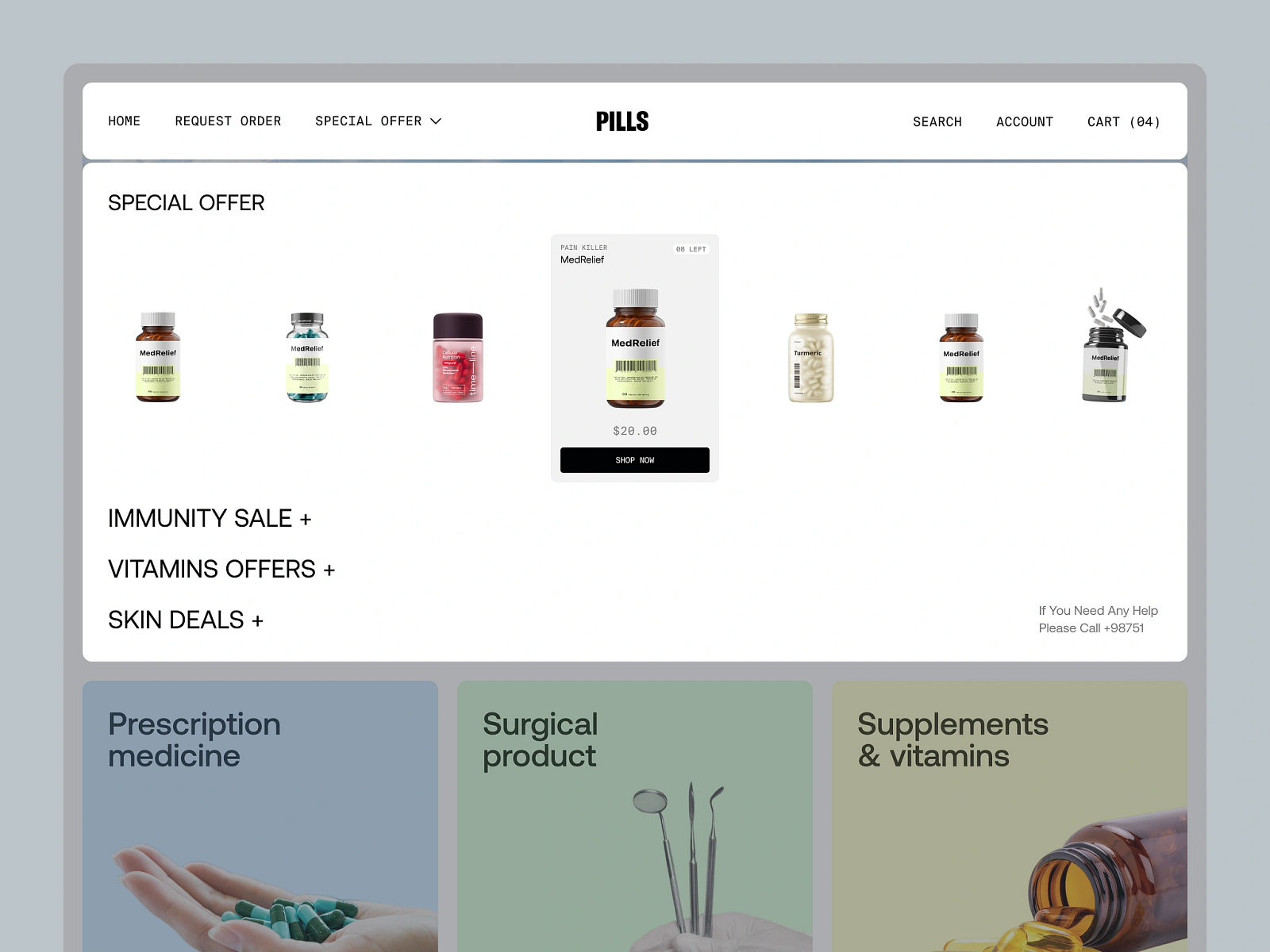 Pills: Health E-Commerce UI by Orix Creative on Dribbble