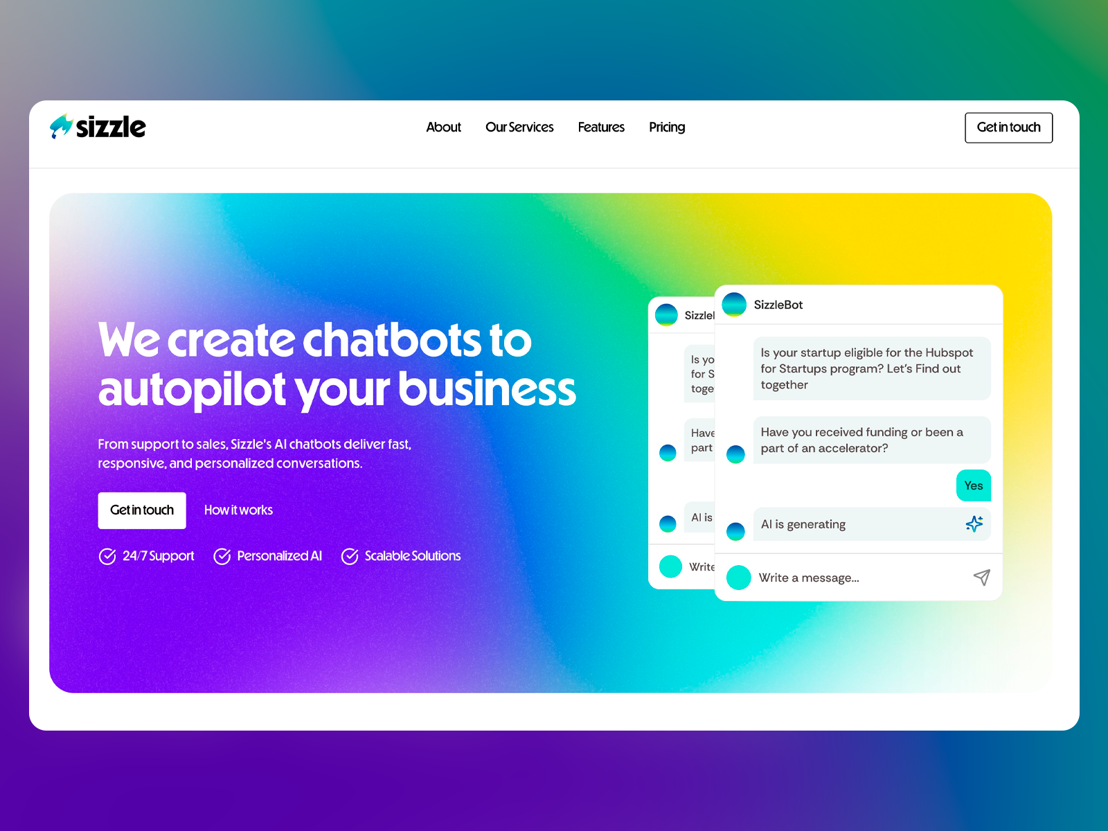 Sizzle web landing page by imadefox on Dribbble