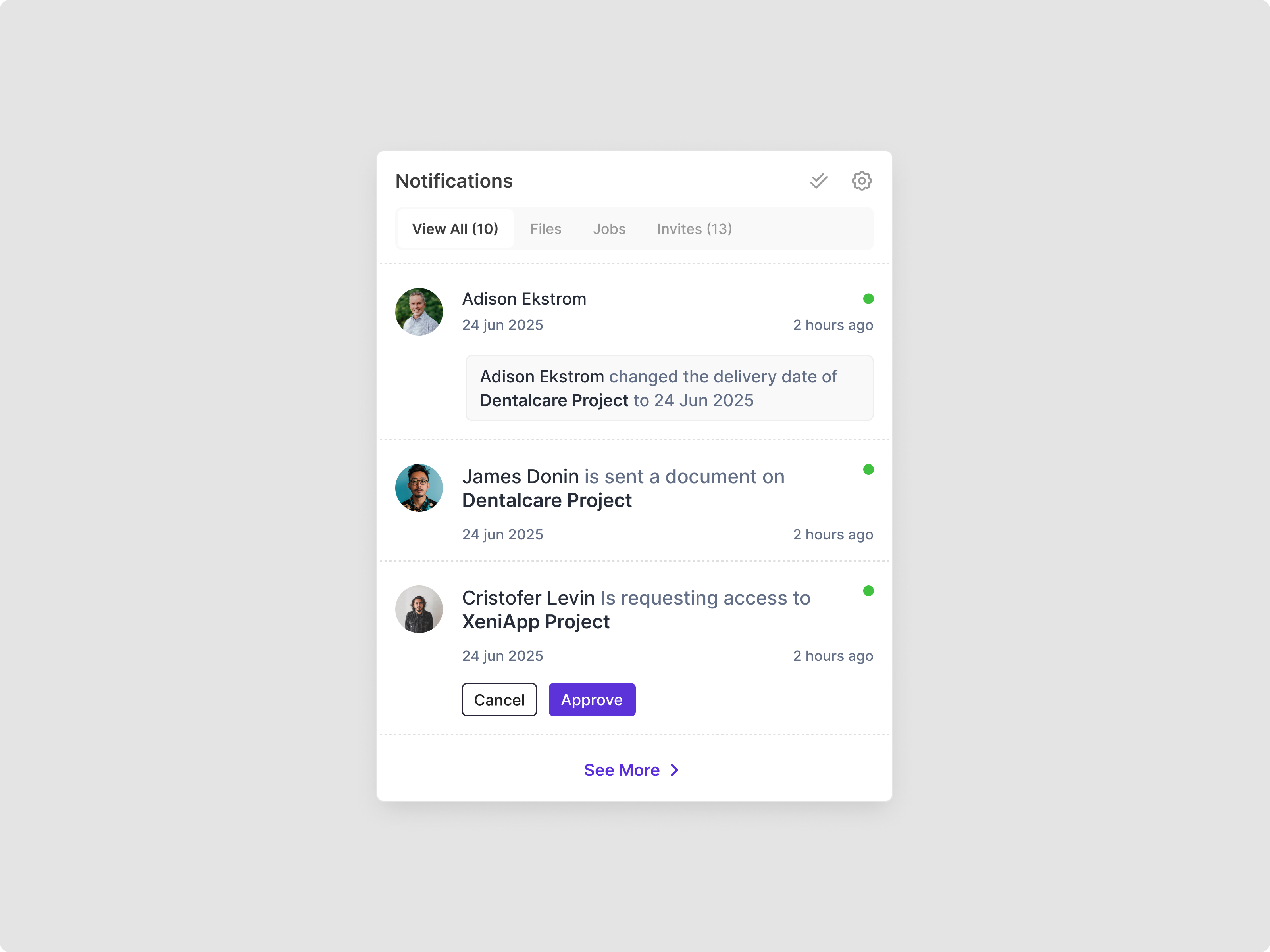 Project Management SaaS Notification Bar UX/UI Design by Chapter 24 ...
