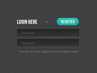 Login / Register Widgit by Matt Anderson on Dribbble