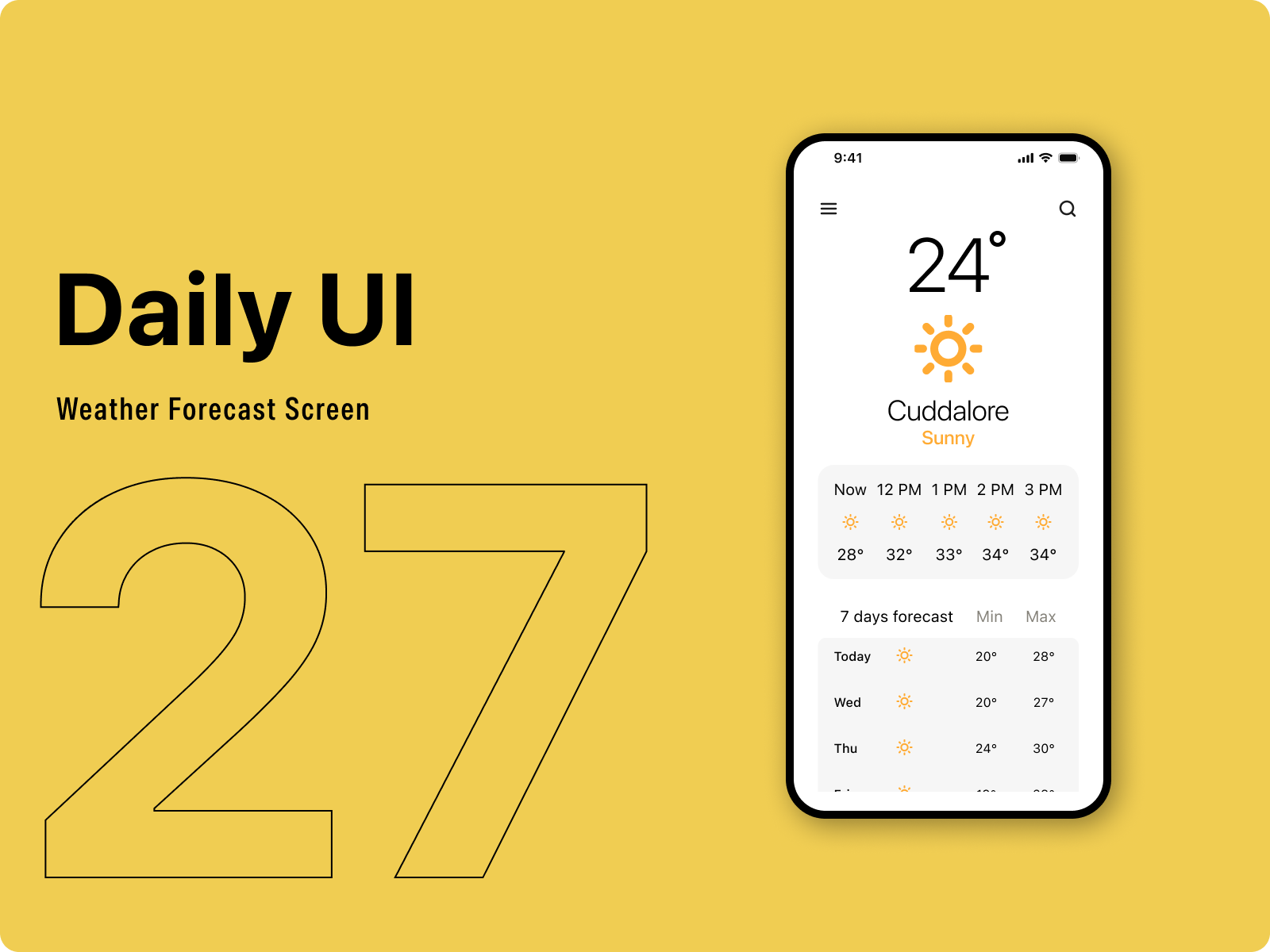 90 Days UI Challenge - #26 | Design a Weather Forecast Screen by Arun ...