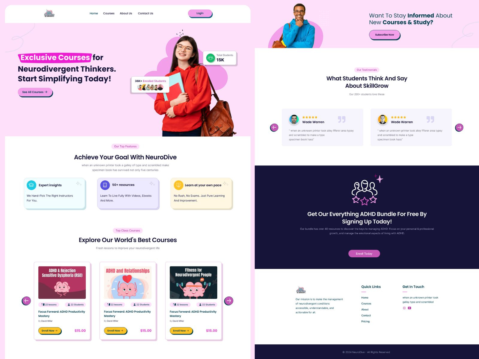 Modern Web Design for ADHD Online Courses by Mohamed El Morjani on Dribbble