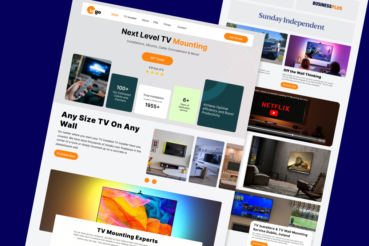 TV nstaller website design by Aoun Abbas on Dribbble