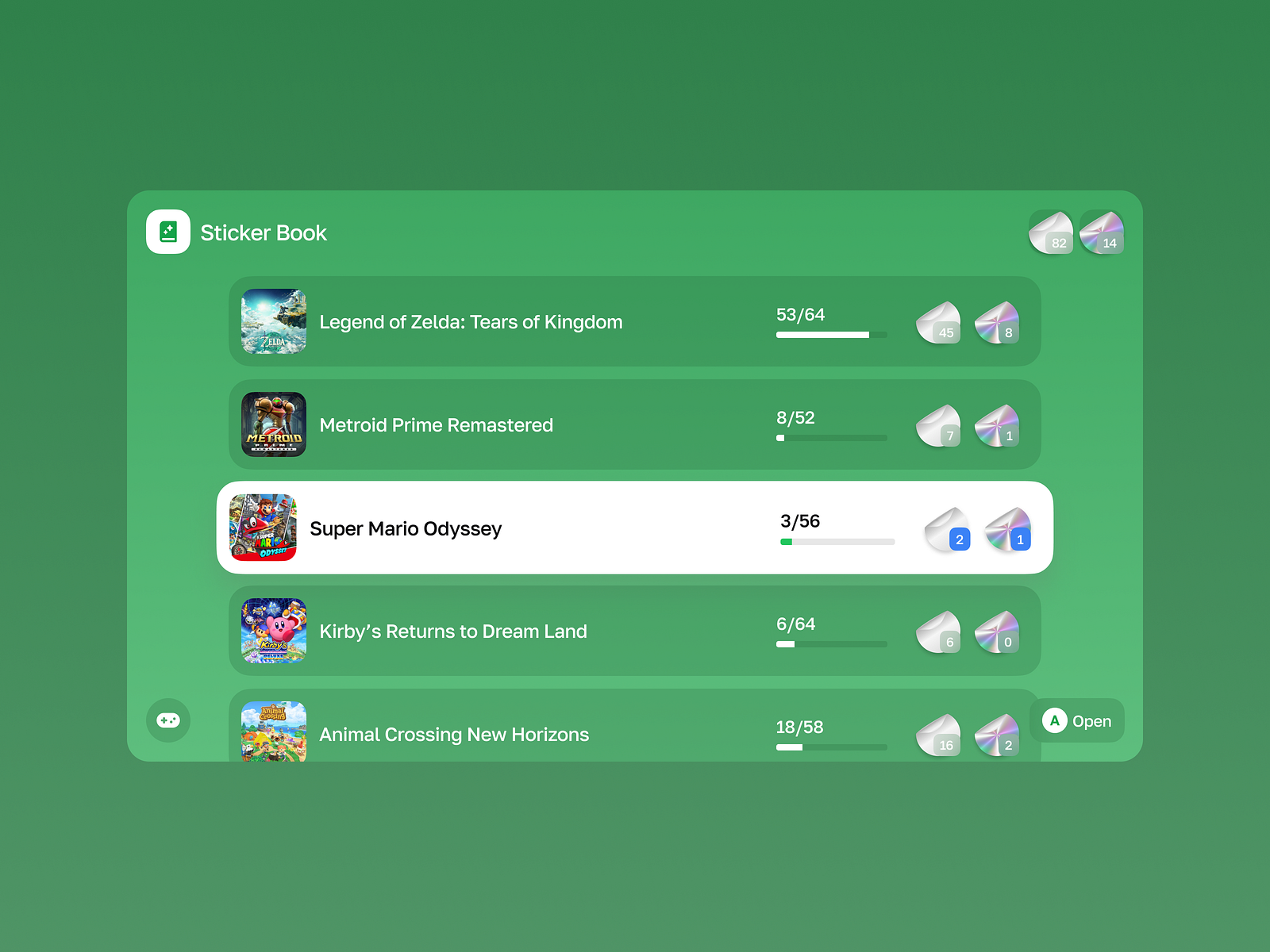 Nintendo Switch UI Redesign / Achievements by Viktor T. on Dribbble