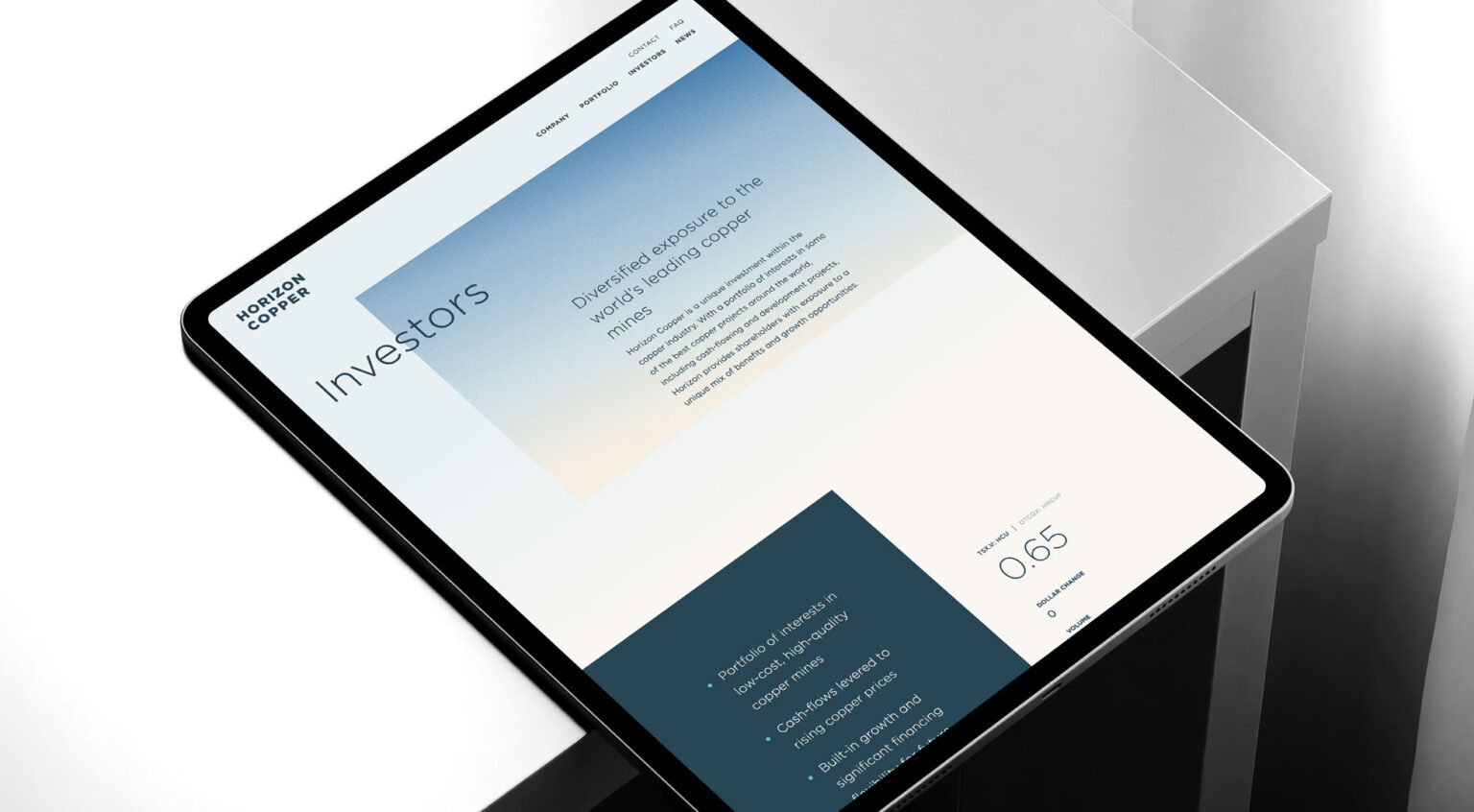 Horizon Copper Website by Shawn Johnston on Dribbble