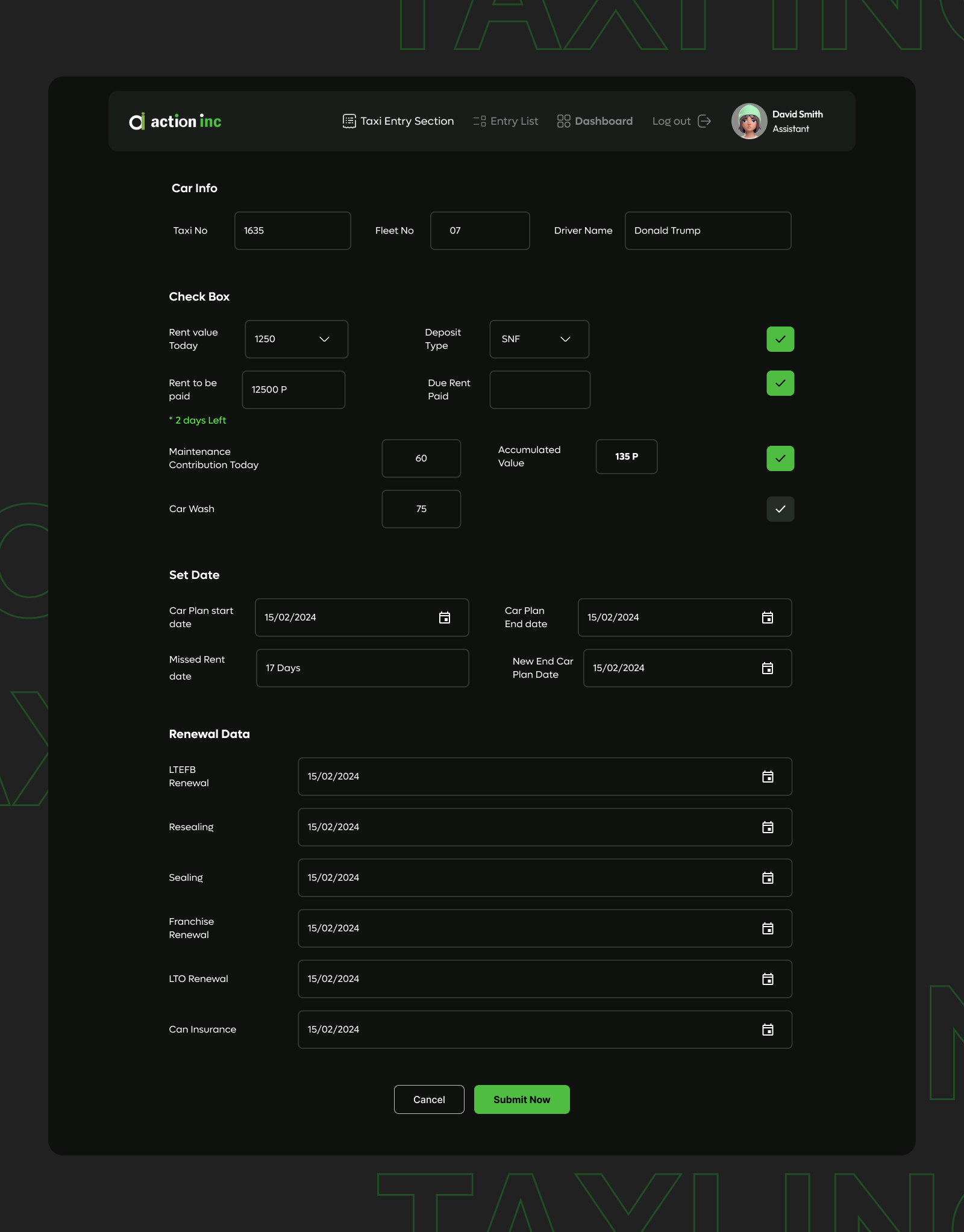 Action Taxi - Taxi Fleet Management Dashboard by arunav rahul on Dribbble