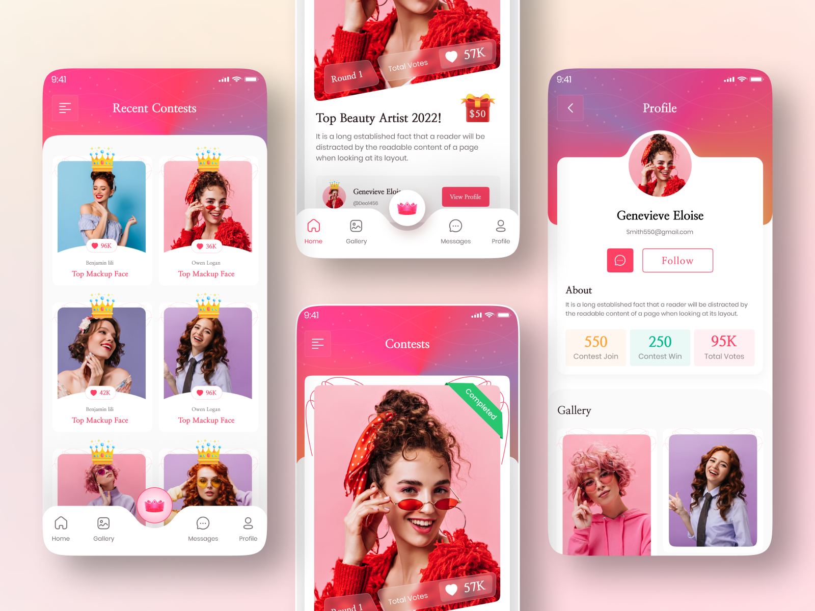 Beauty Contest App Design by Md Jahidul Islam on Dribbble