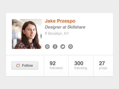 User Card by Jake Przespo on Dribbble