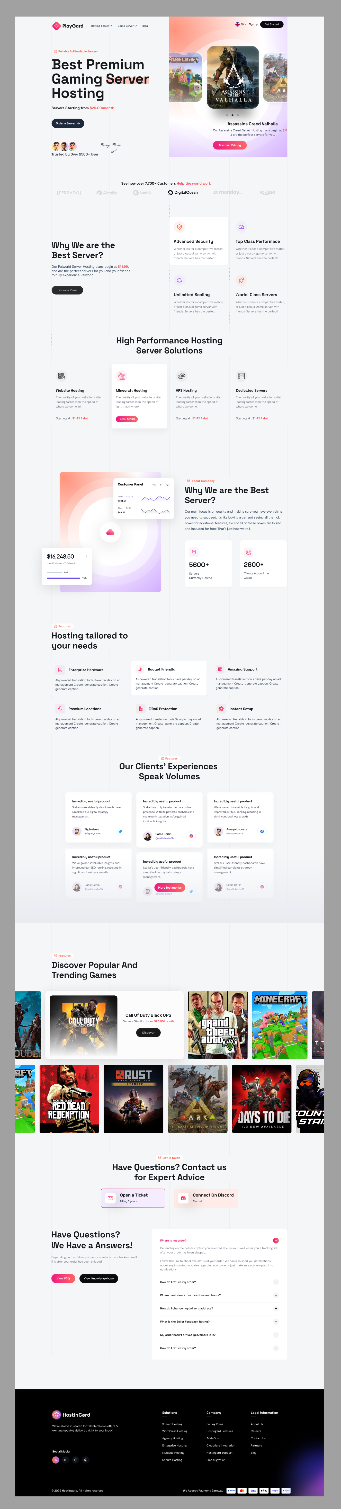 Game Hosting Platform Web Design || Responsive development by Tasfin ...