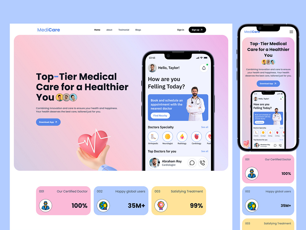 Medical app landing page by Foysal alam for Firqah Lab-UX UI | Web Design | Web & Mobile App on ...