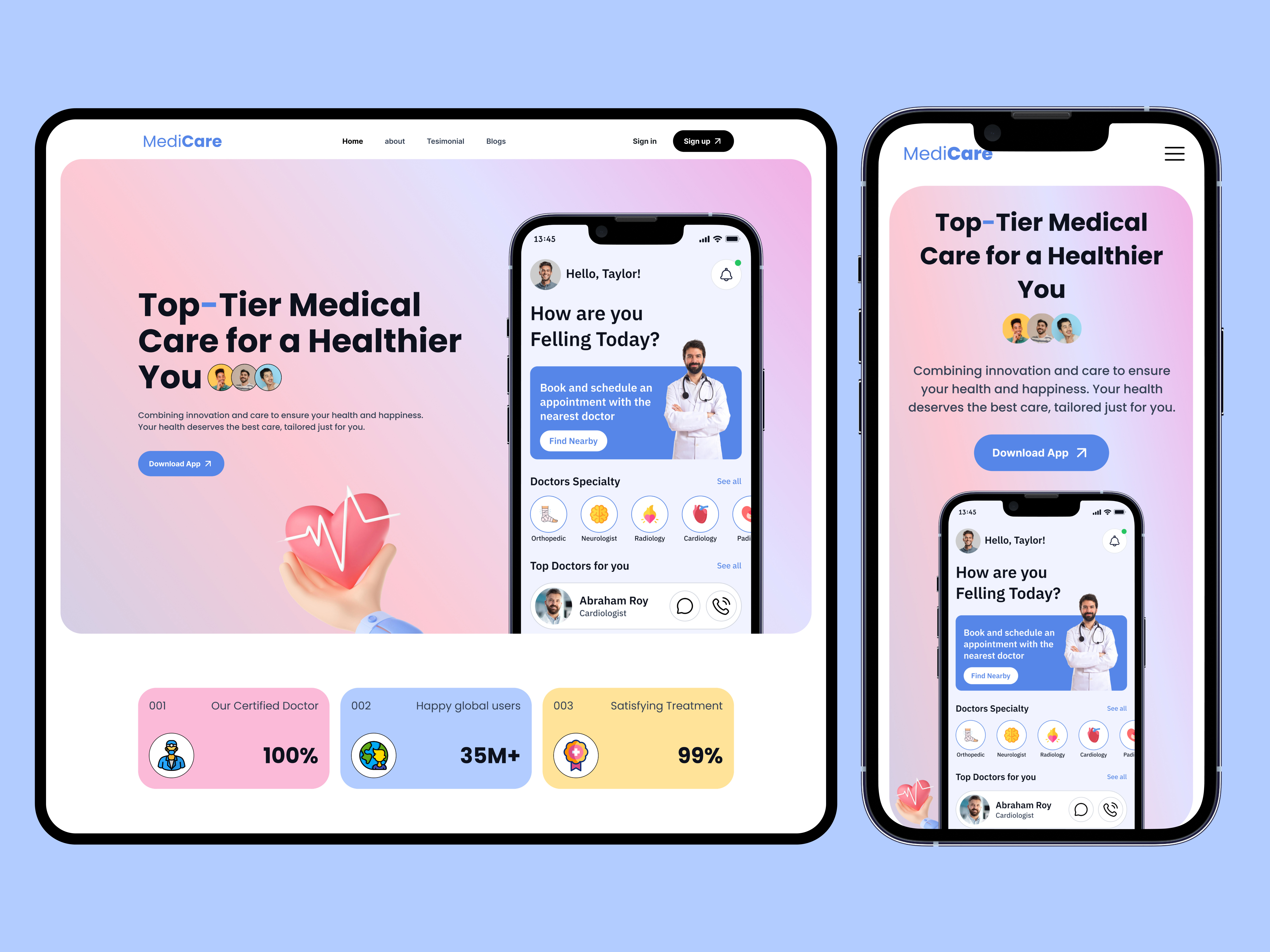 Medical app landing page by Foysal alam for Firqah Lab-UX UI | Web Design | Web & Mobile App on ...