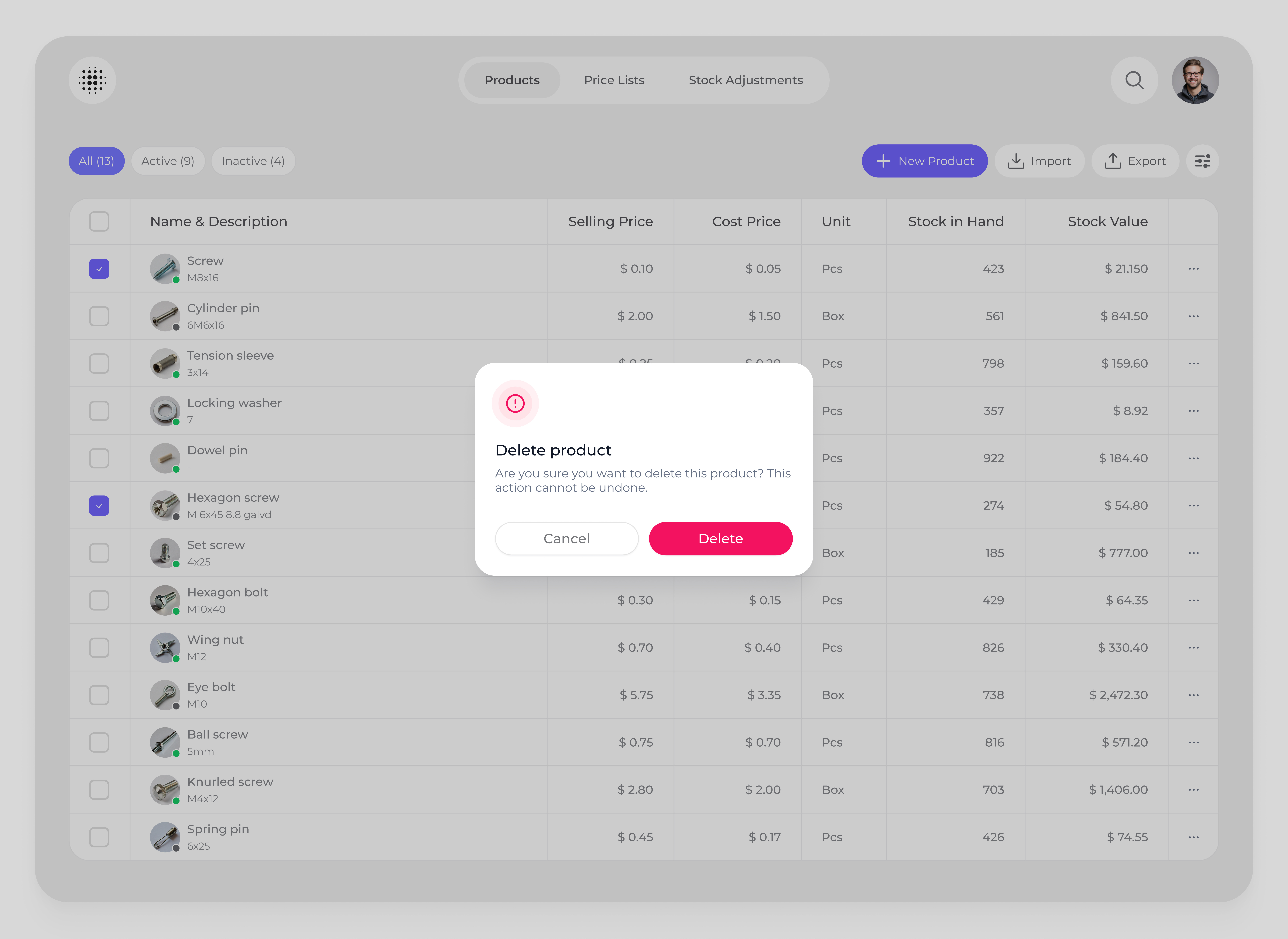 Inventory Management - Products Page by Basit on Dribbble