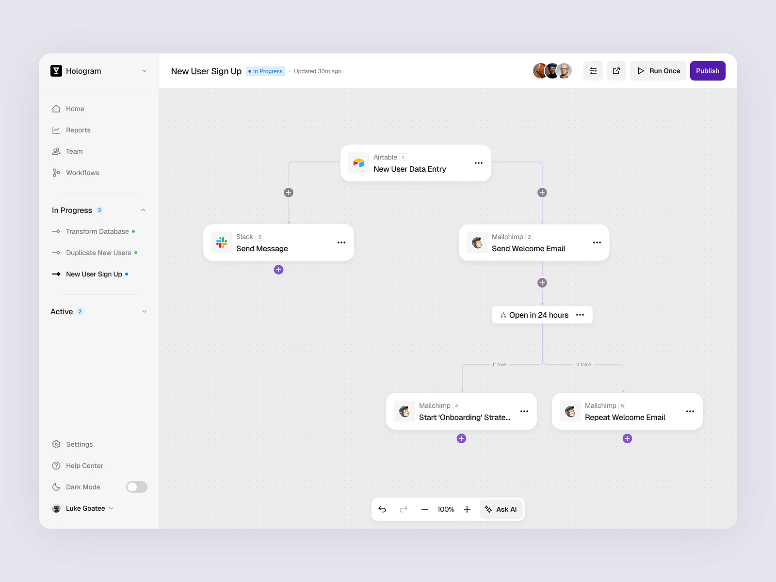 AI Automation Platform - Workflow Interaction by Luke Koziorowski for ...
