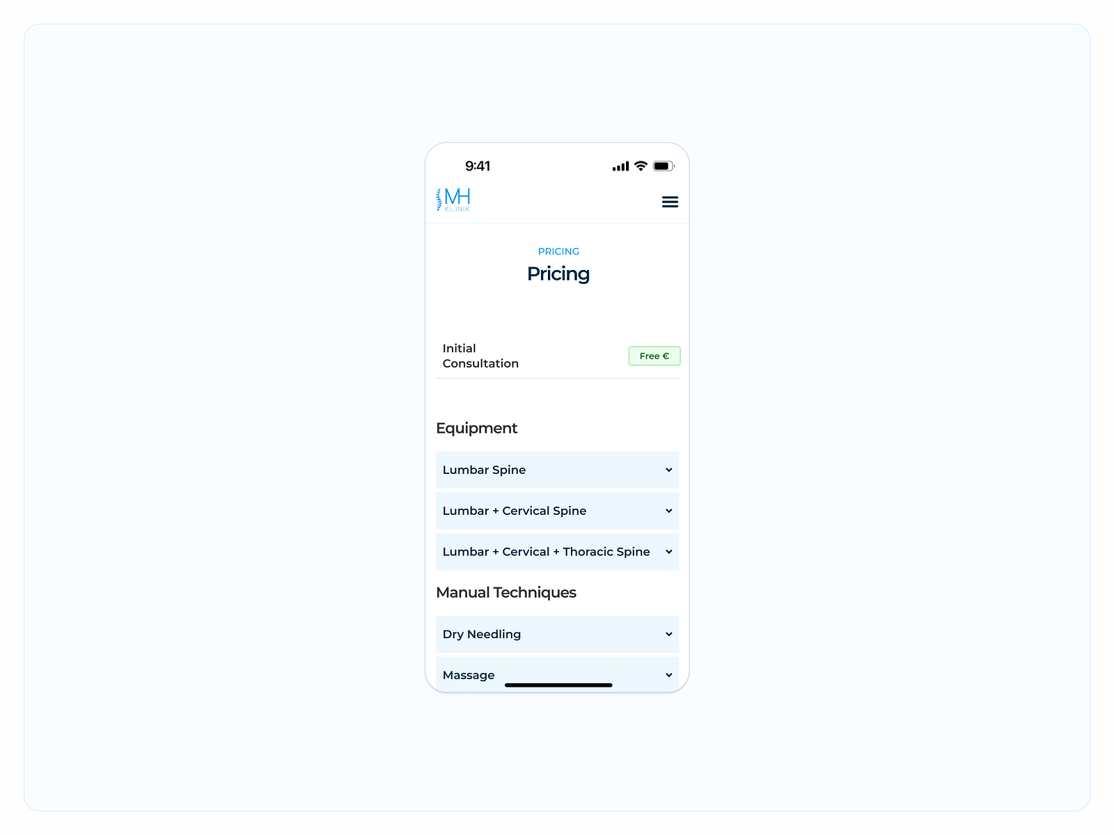pricing // physiotherapy website by Andrej on Dribbble