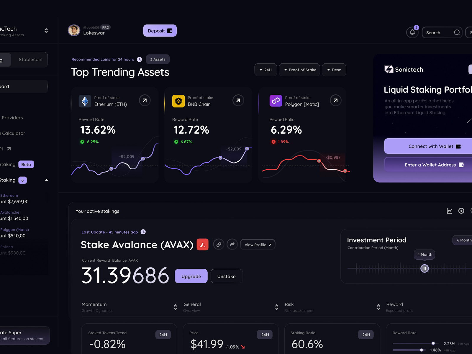 Modern Staking Dashboard Design by lokeswar on Dribbble