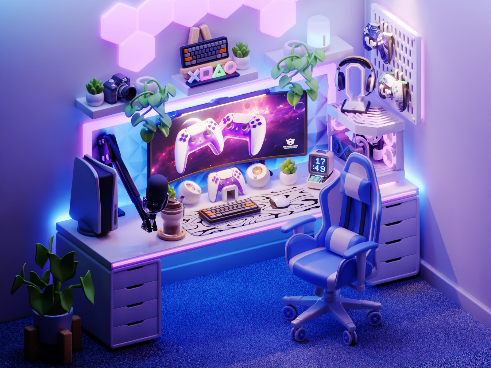 3D Gaming Setup Room Isometric by M Wildan Cahya Syarief on Dribbble
