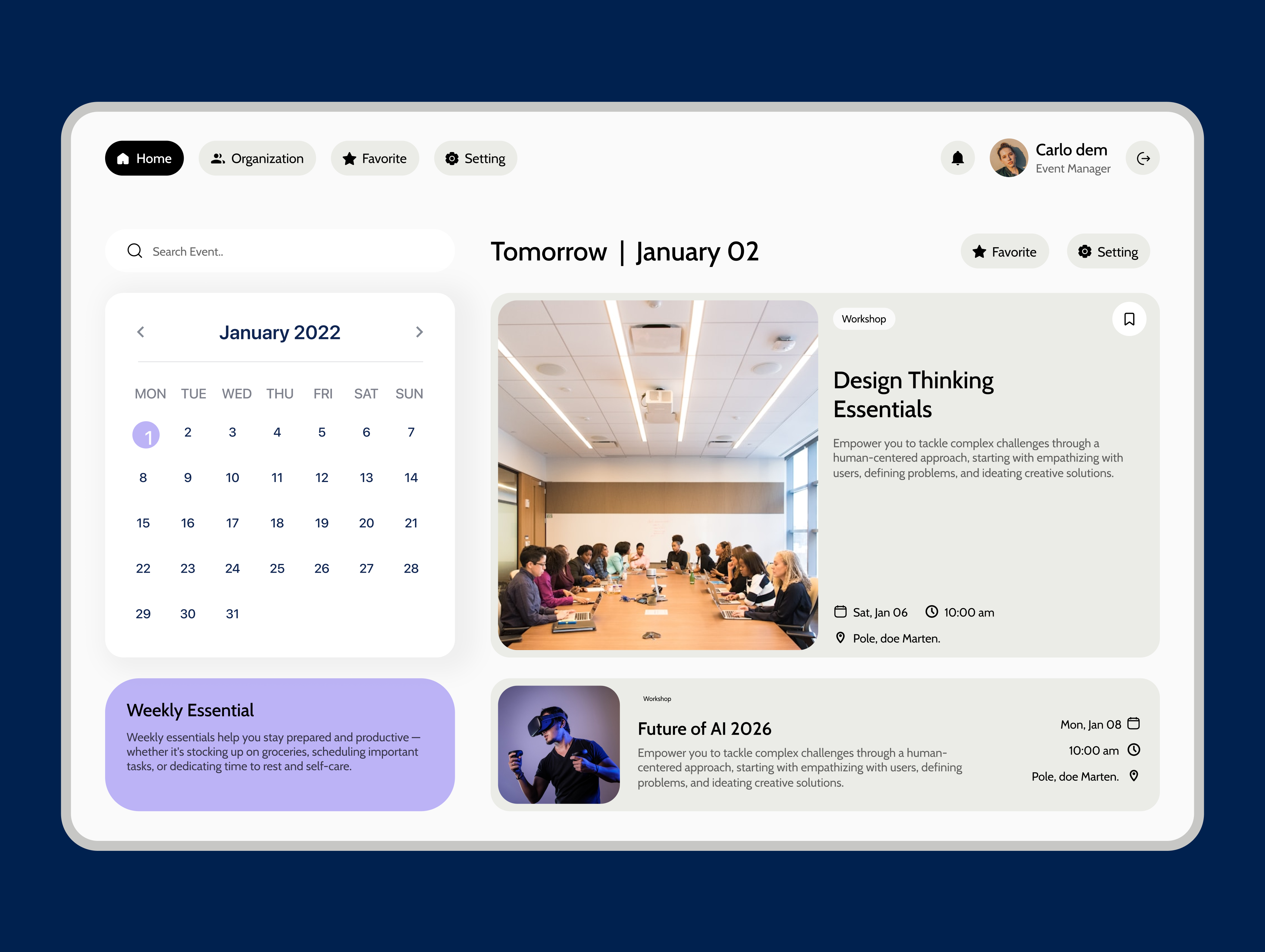 Event Management Web App Dashboard by LL Technolab Pvt. Ltd. on Dribbble
