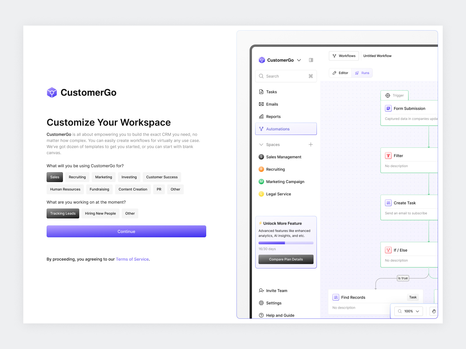 CustomerGo UI Kit - CRM Dashboard (Onboarding) by Robbi Darwis for Flow ...