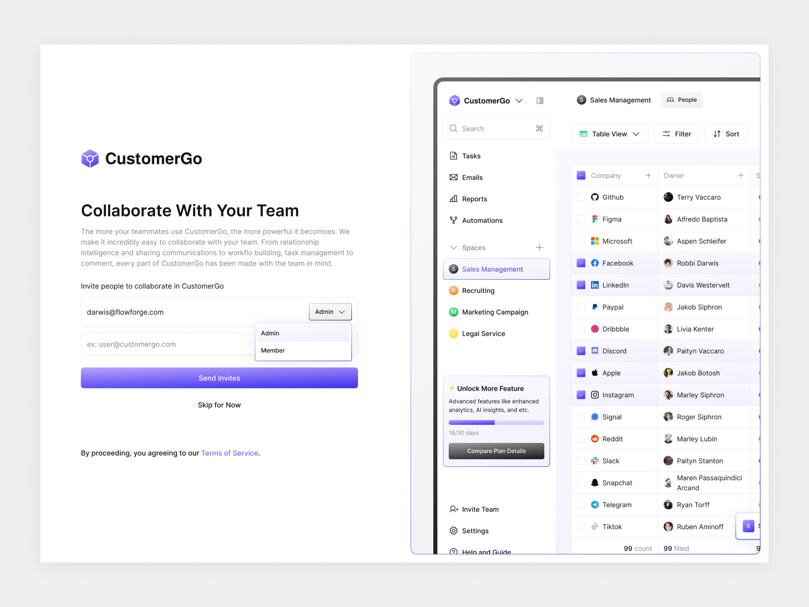 CustomerGo UI Kit - CRM Dashboard (Onboarding) by Robbi Darwis for Flow ...
