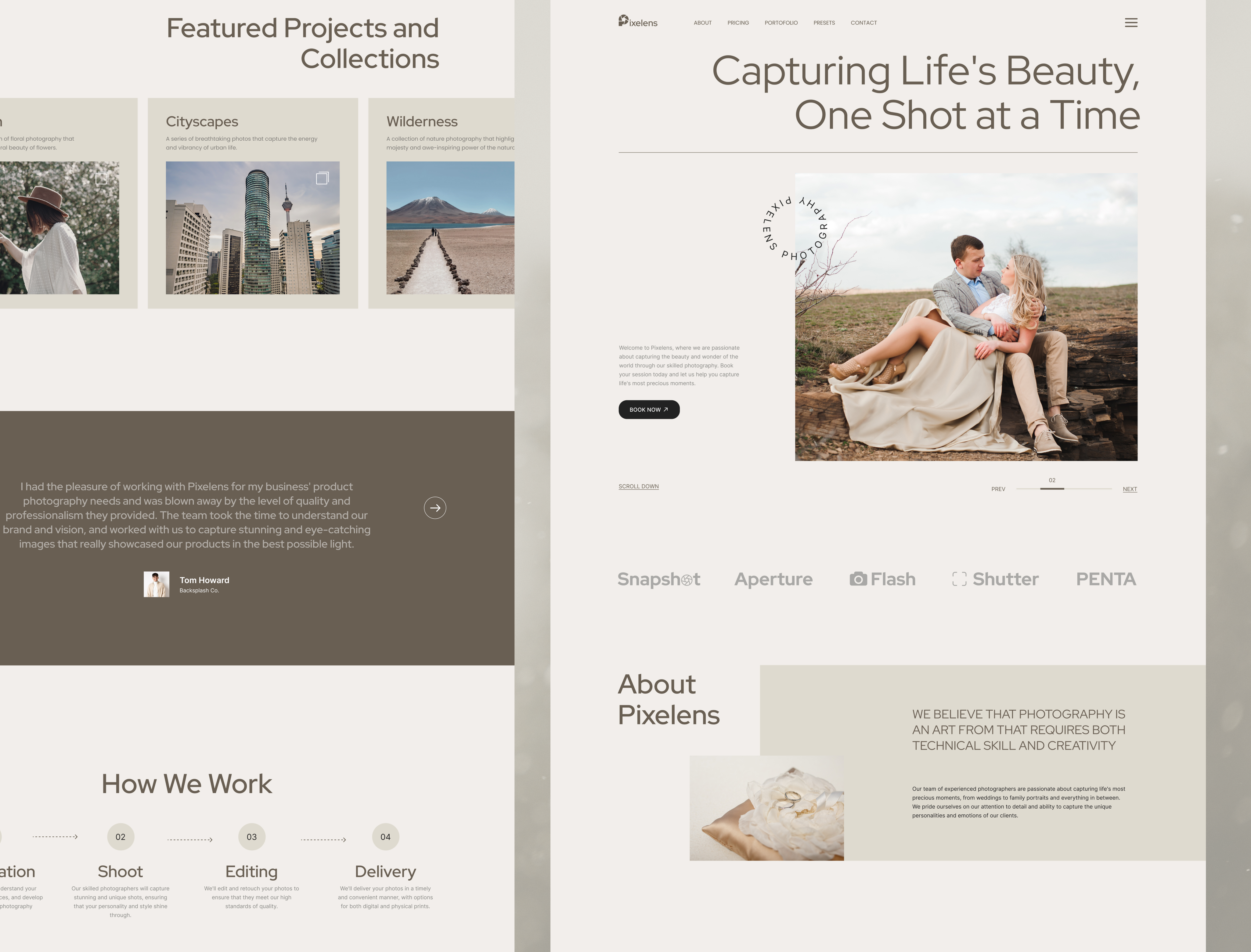 Pixelens – Minimalist Photography Website Design UI Template by Ahmad S. Afandi for Peterdraw ...