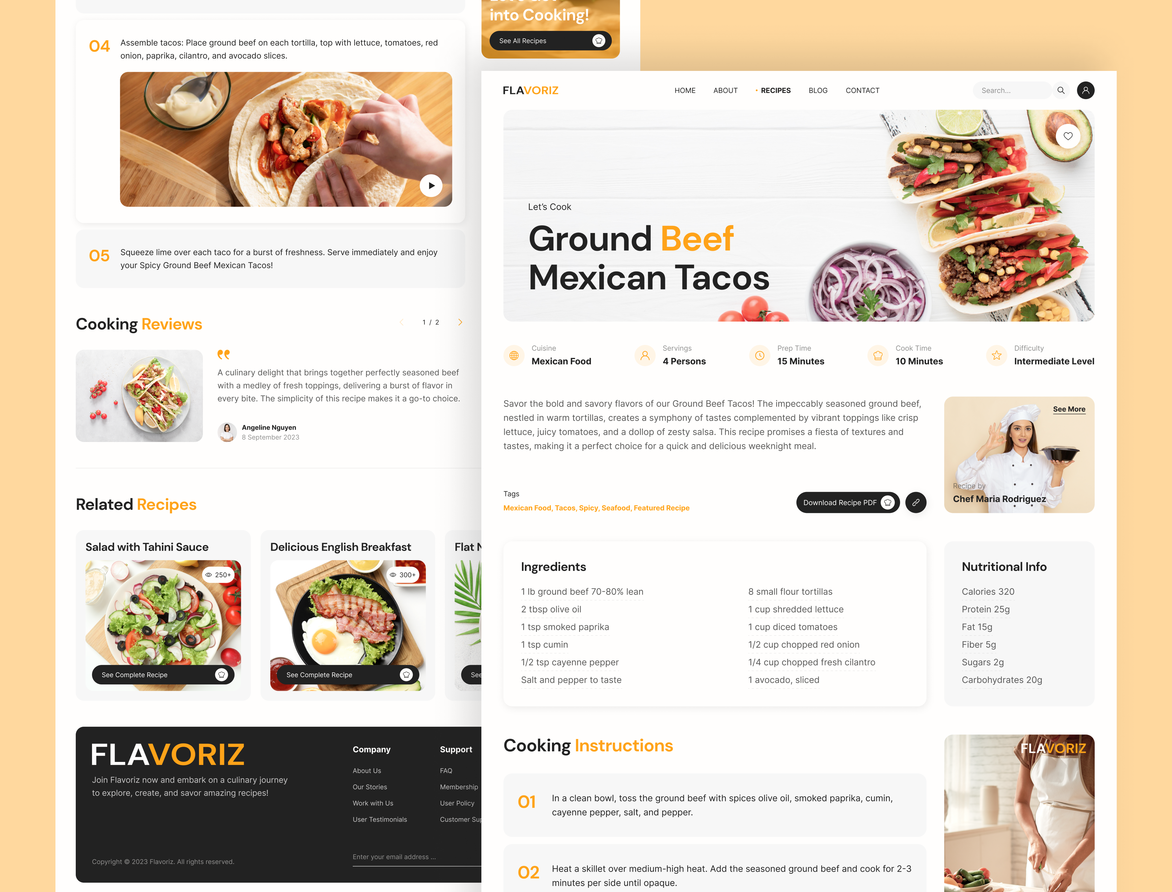 Flavoriz – Food Recipes Website Framer by Ahmad S. Afandi for Peterdraw Studio on Dribbble