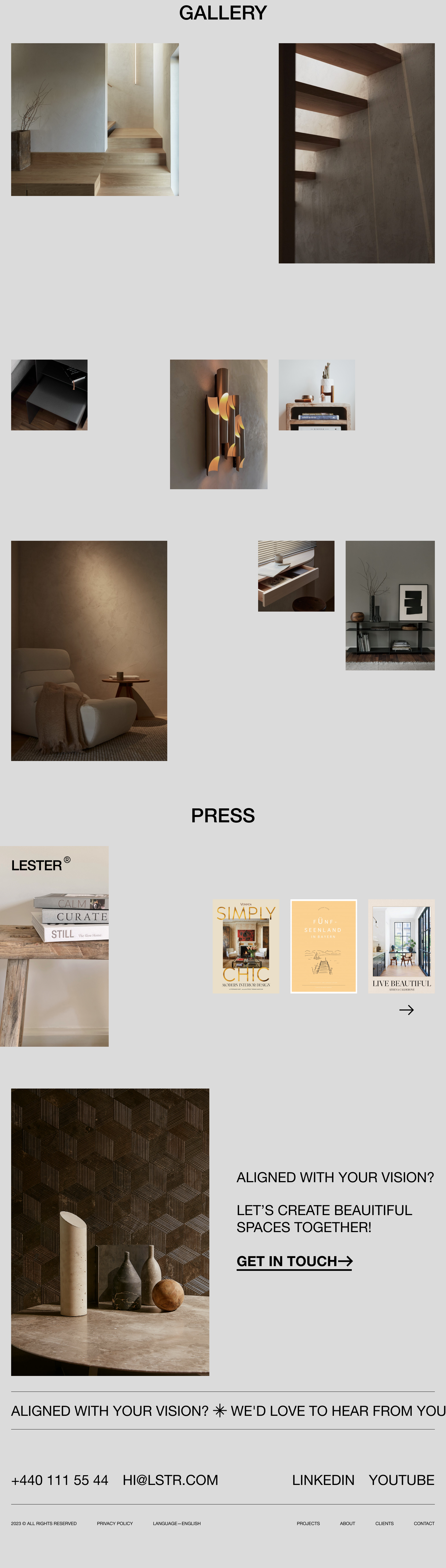 LESTER® | Interior Design Studio | Landing Page Concept by Dmytro ...
