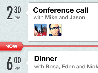 Timeline with now indicator by Larry Chen on Dribbble