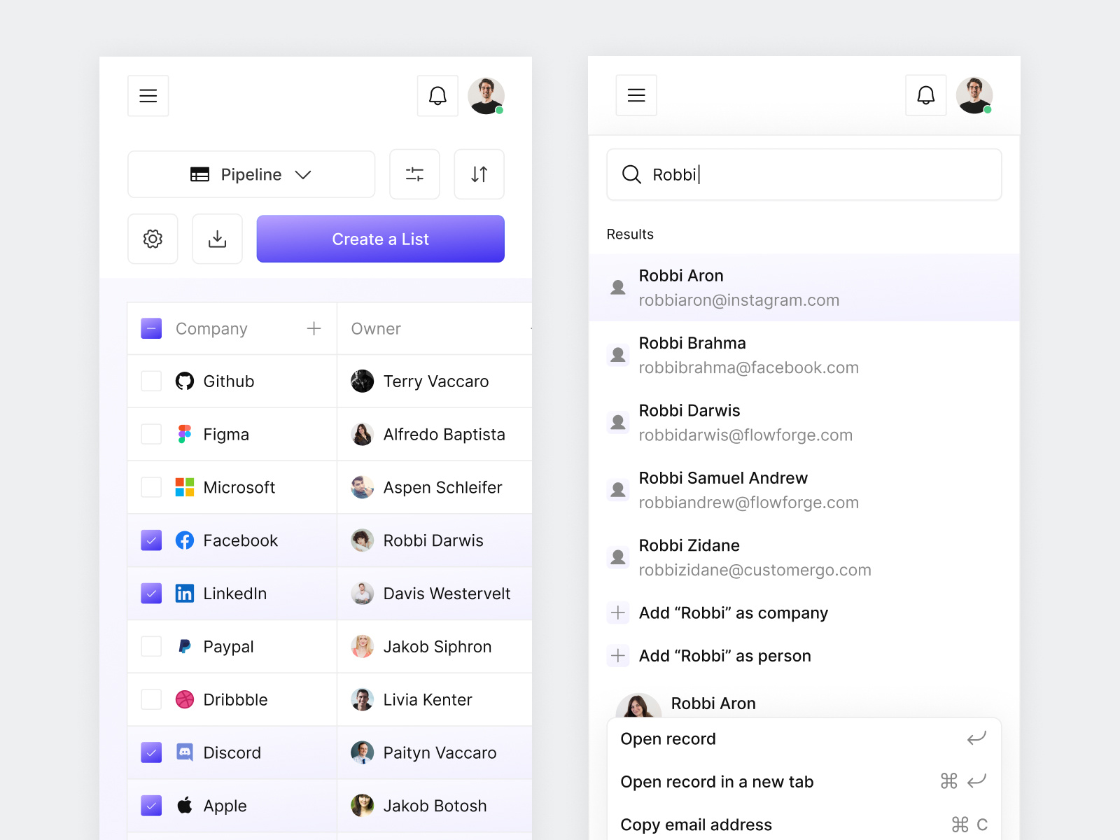 CustomerGo UI Kit - CRM Dashboard (Search & Table View Flow) by Robbi ...