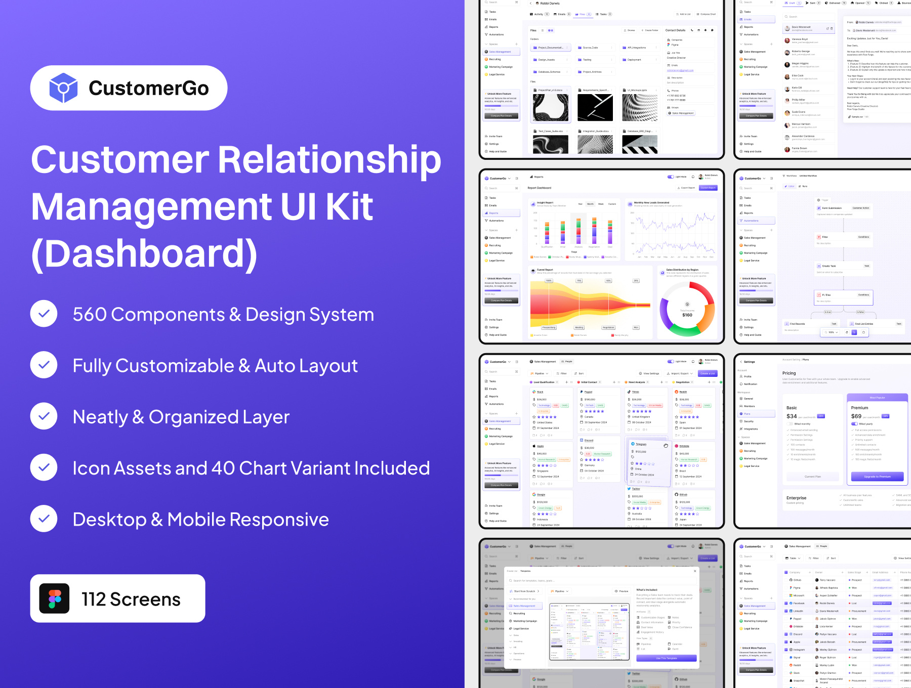 CustomerGo UI Kit - CRM Dashboard (Search & Table View Flow) by Robbi ...