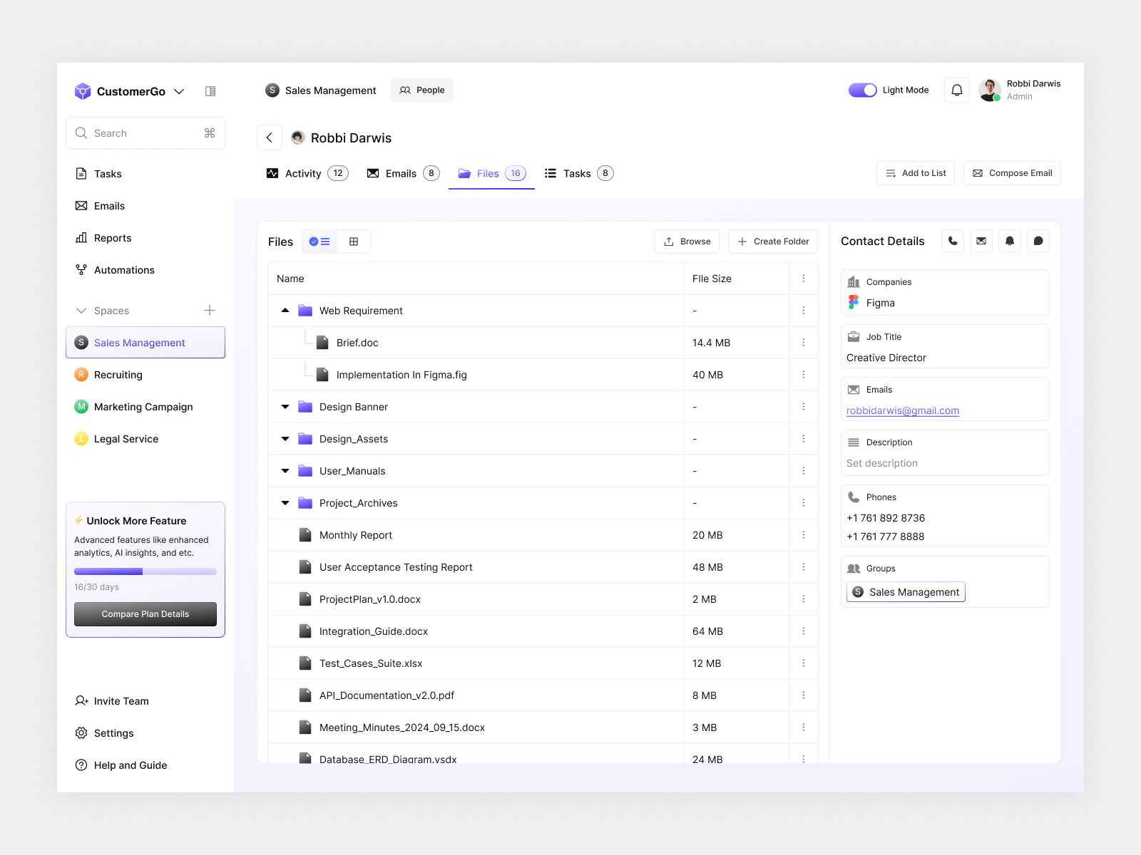CustomerGo UI Kit - CRM Dashboard (Files - List View) by Robbi Darwis ...