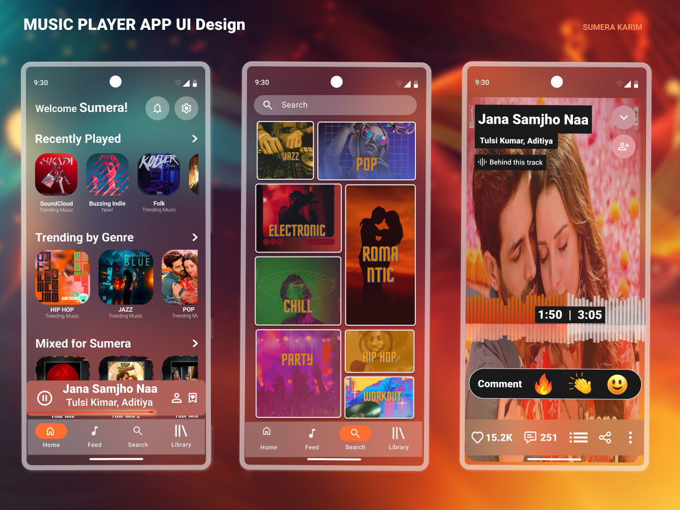 Daily UI 009/100 | MUSIC PLAYER APP by Sumera Karim on Dribbble
