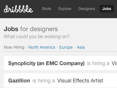 Job filters by Archie on Dribbble