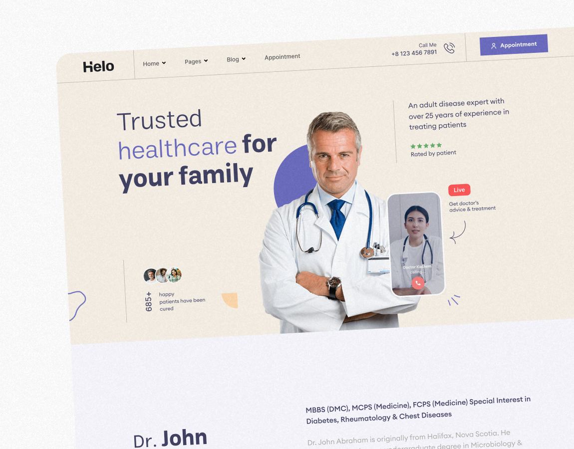 Helo - Doctor appointment website by Shah Creatives on Dribbble