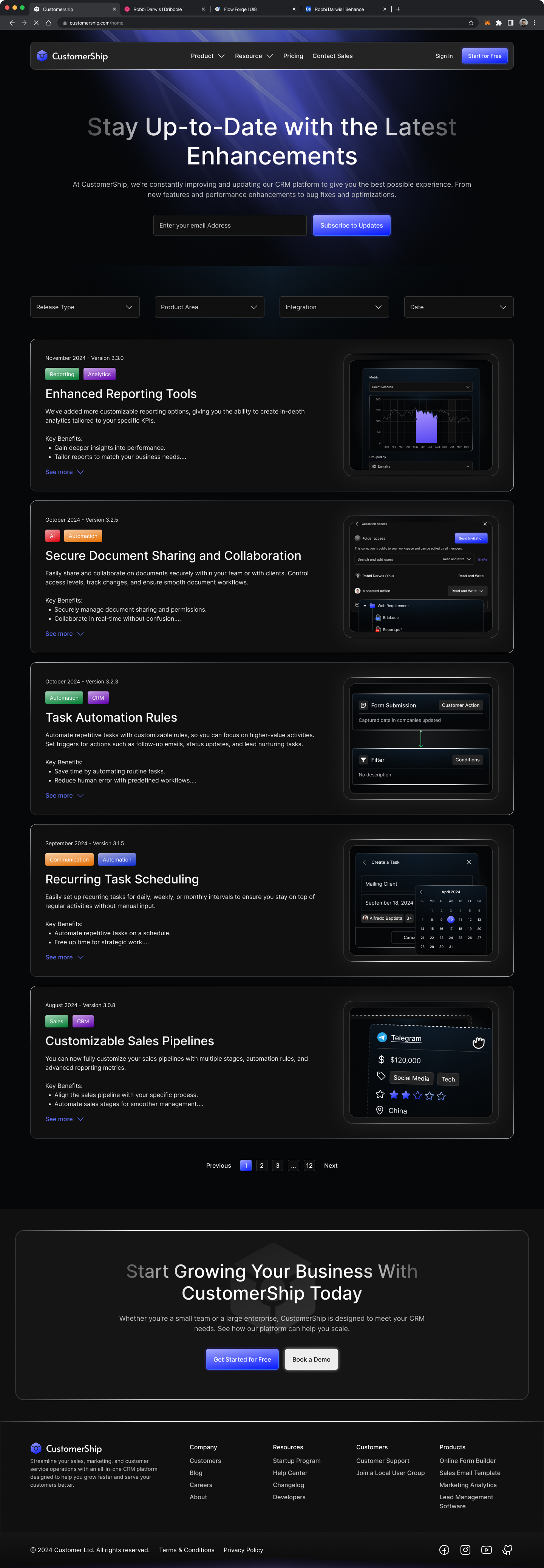 Customership UI Kit - CRM Website (Changelog Page) by Robbi Darwis for ...