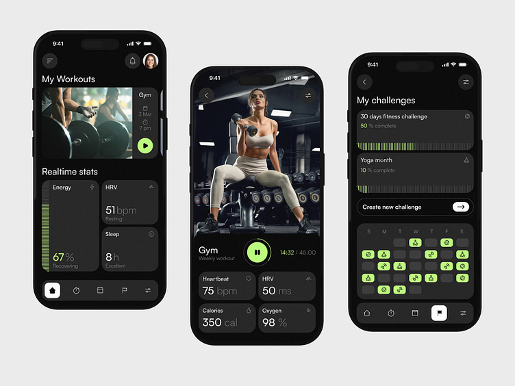 Fitness Tracker App UI by Julia Kushnir on Dribbble