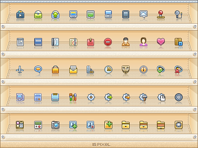 16-pixel icons by poseit on Dribbble