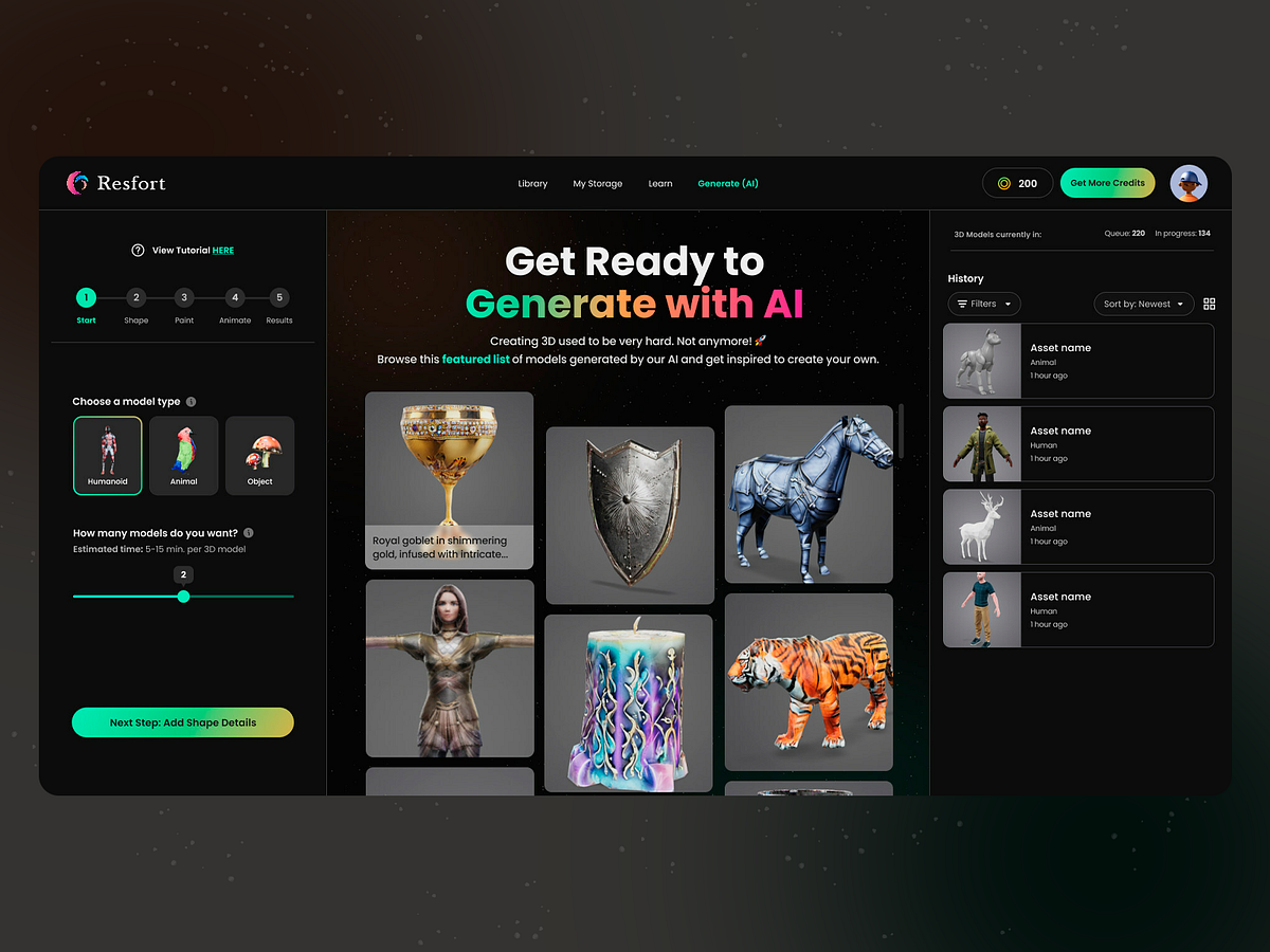 3D Model Generation Platform by Alice Morea on Dribbble