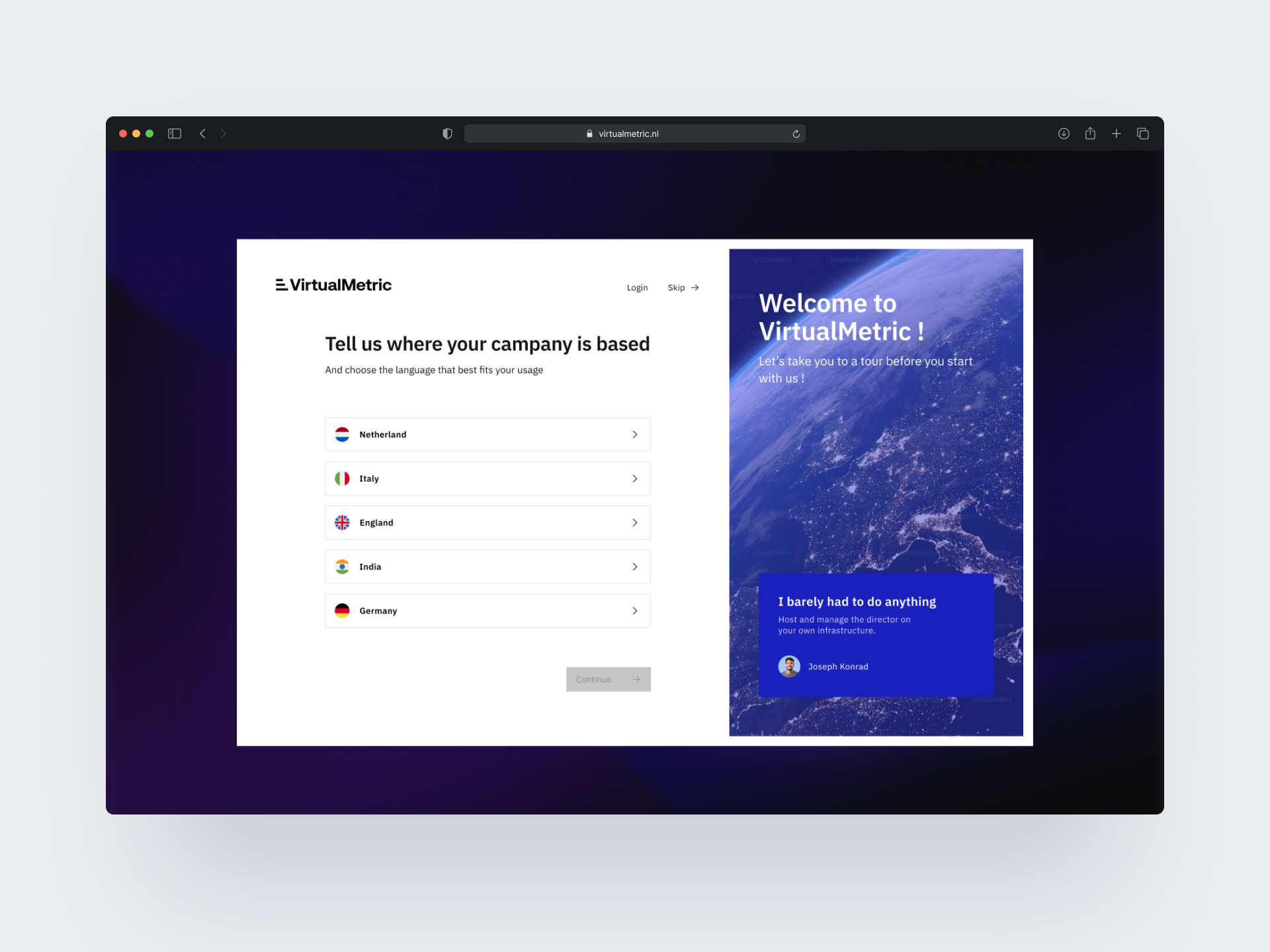 Onboarding Flow - Exploration - Virtualmetric by Hugo Marty on Dribbble