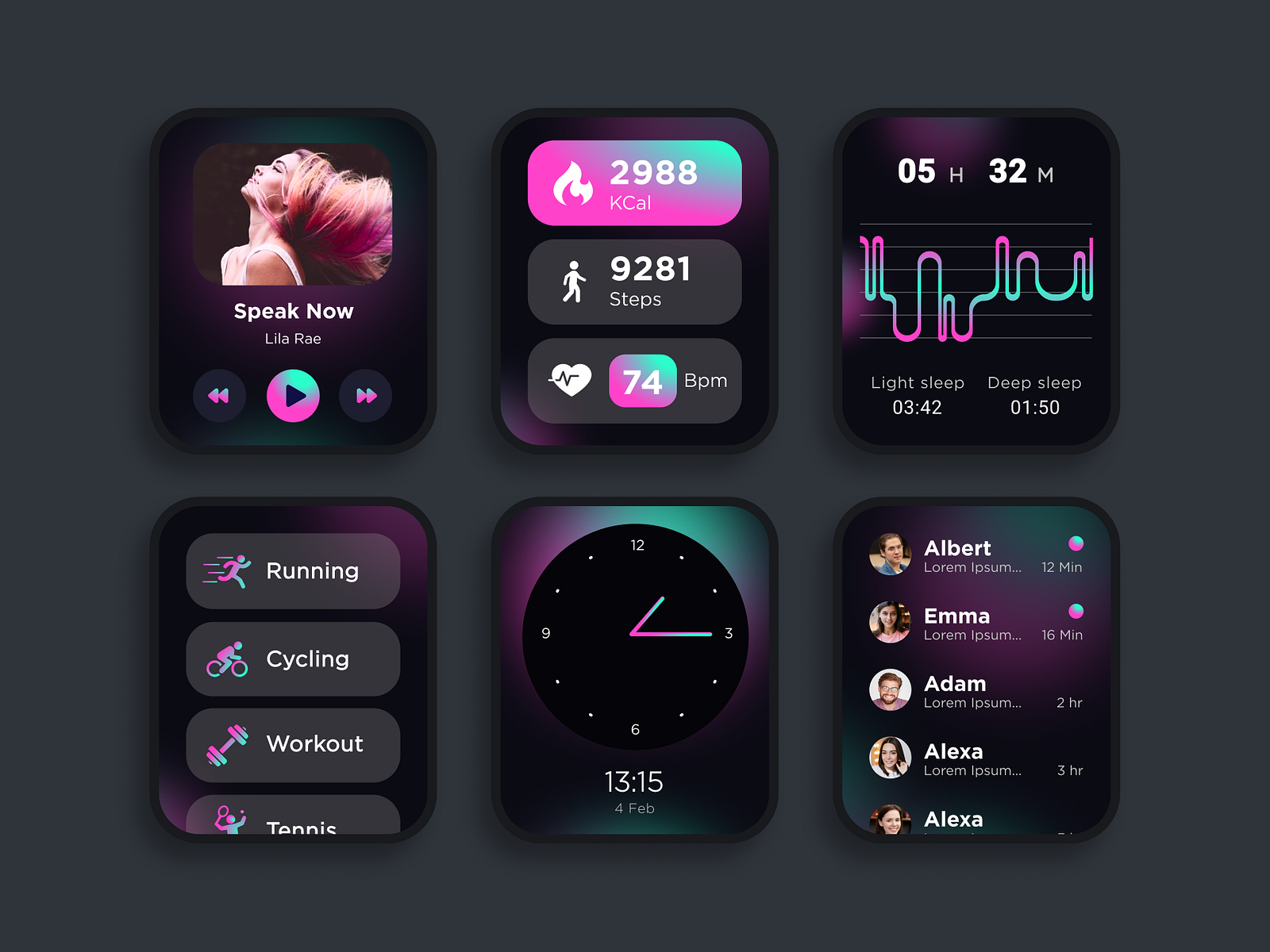 Smartwatch UI Design by Sabereh Rasouli on Dribbble