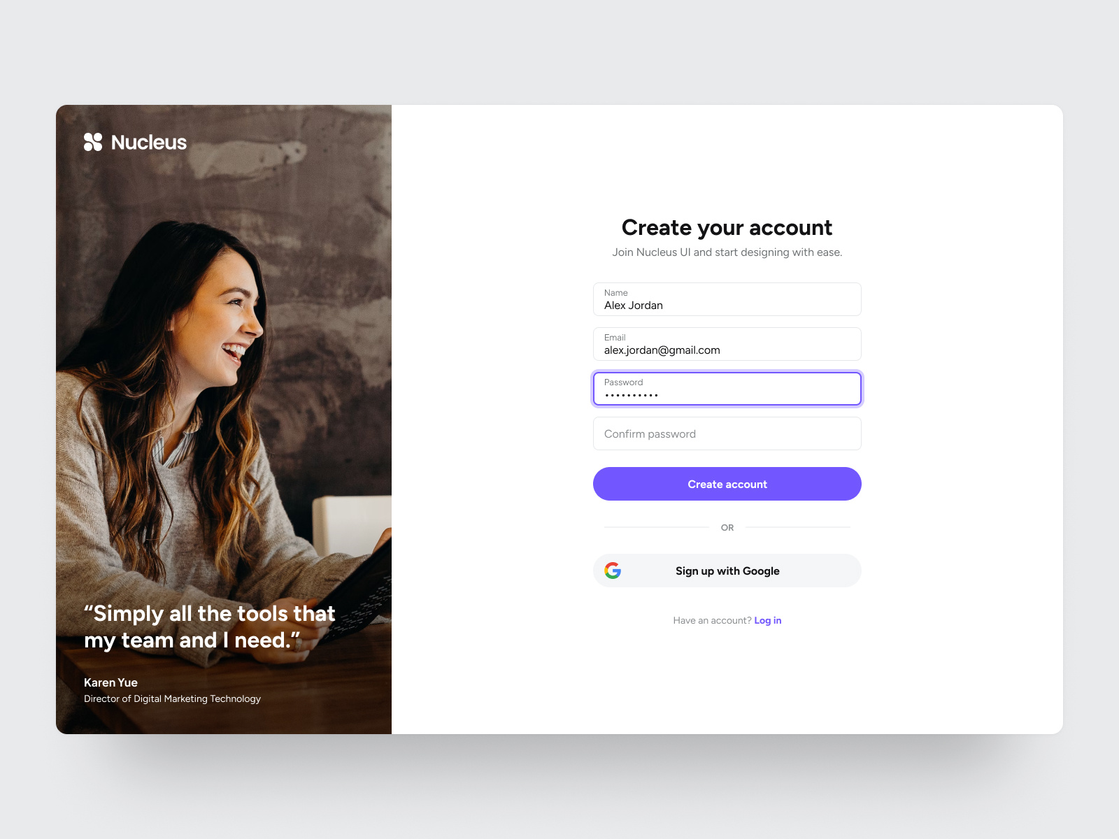 Login & Register Page - Nucleus UI by Taufiq Anshori for Nucleus UI on ...