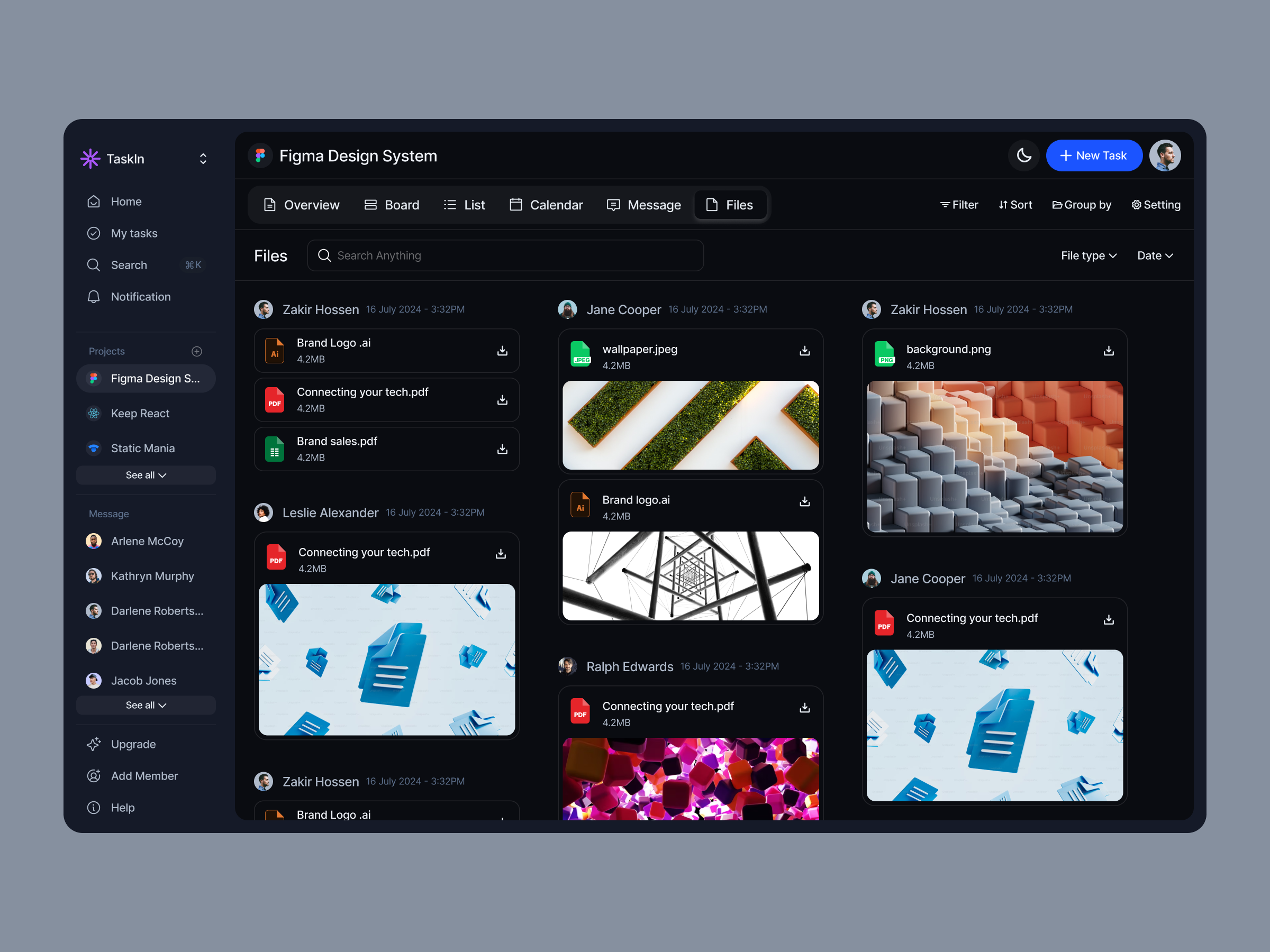 File - Project Managment Dashboard by Jakir for StaticMania on Dribbble