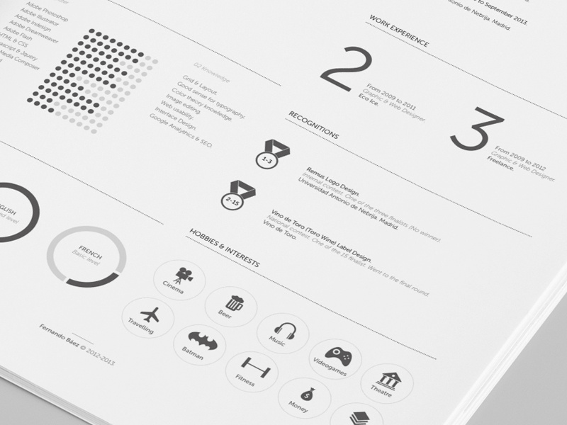 FREEBIE Resume redesign - Closer view. by Fernando Báez on Dribbble