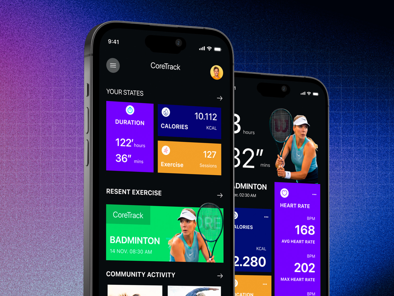 Health tracking application mobile UI design by Roohi Koohi on Dribbble
