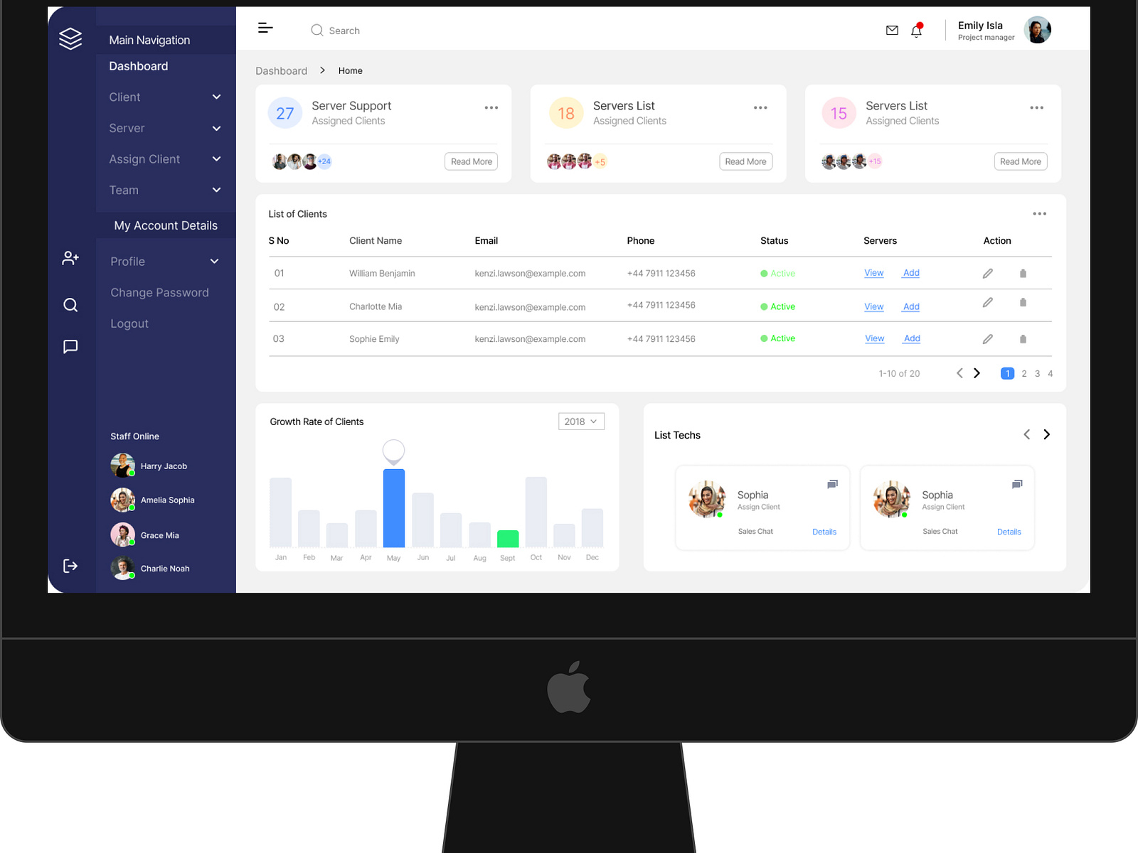 Server Management Dashboard UI Design by Md Bellal Hossain on Dribbble