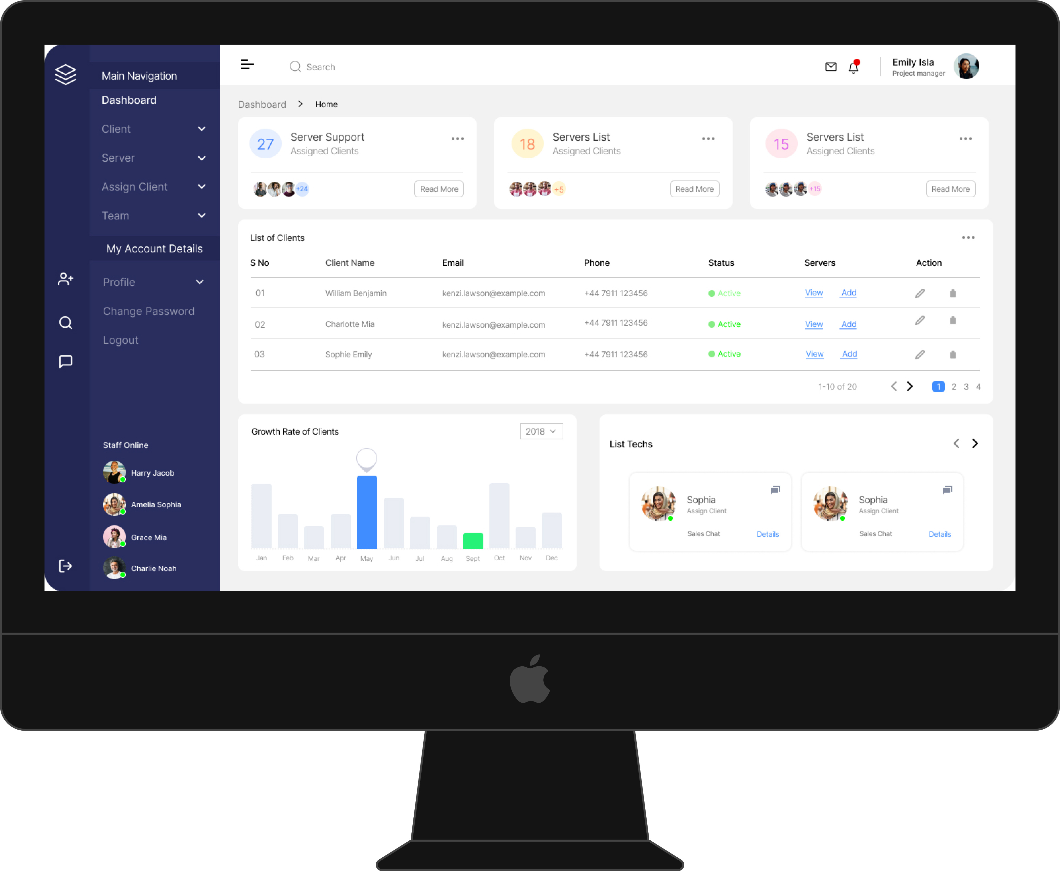 Server Management Dashboard UI Design by Md Bellal Hossain on Dribbble
